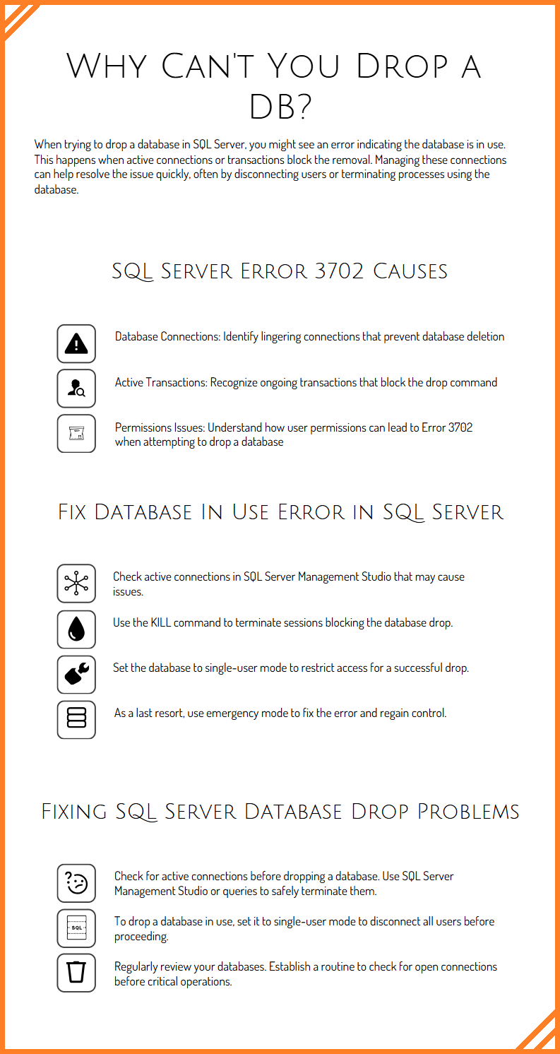 Fix SQL Server kan de database niet laten vallen in gebruik - Error 3702 - Globaler Geek