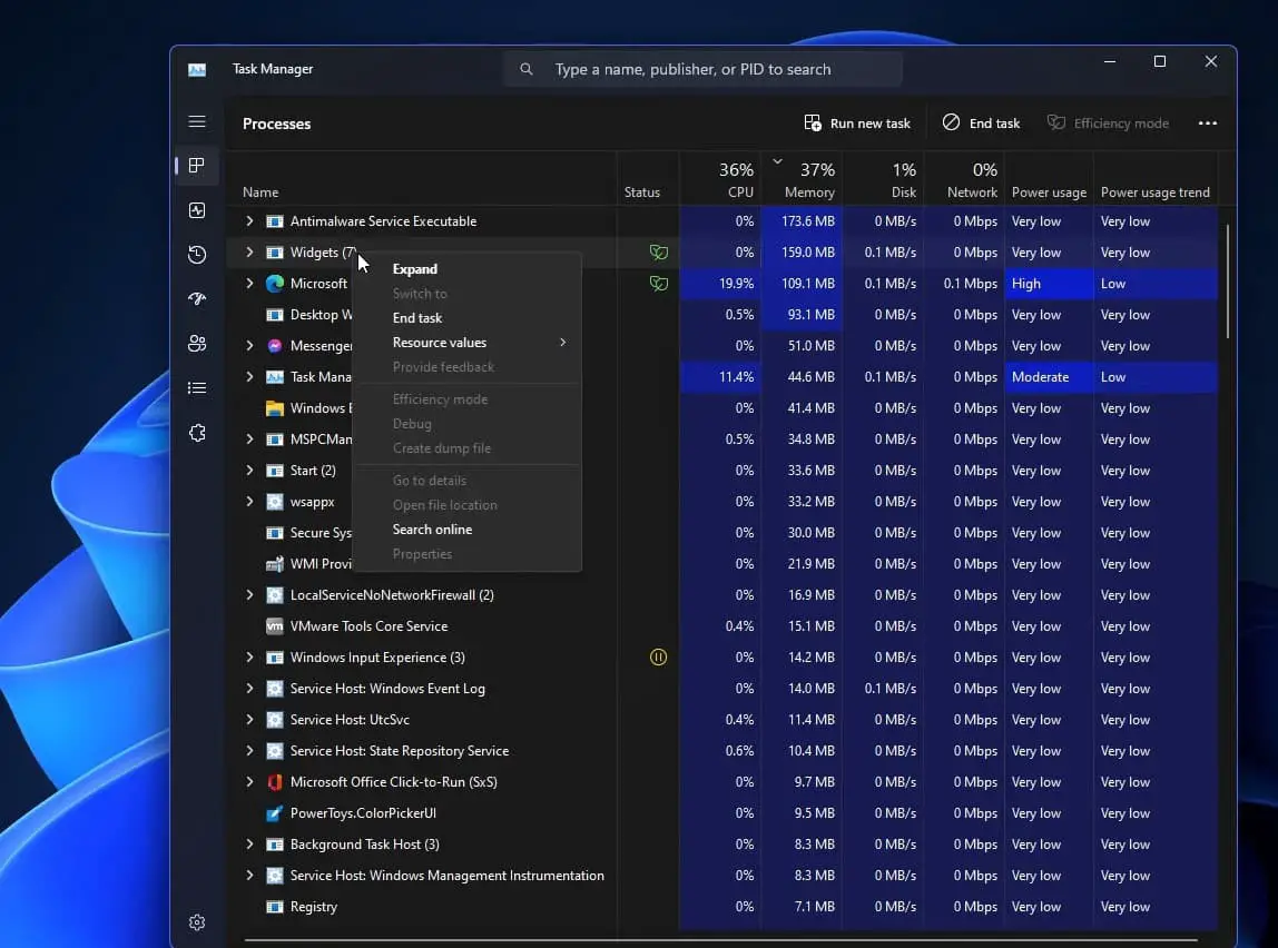 Windows 11 -widgeter fungerer ikke og viser tomt innhold (løst ...